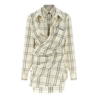 The Attico Femme, Robes, Multicolore, Taille: 36 FR Mini-robe chemise &agrave; carreaux en popeline de coton