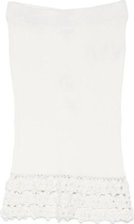 Ganni Femme, Jupes, Blanc, Taille: 40 FR Jupe midi en coton avec ourlet brod&eacute;