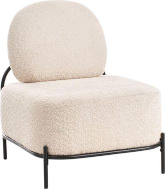 Beliani Sessel Beige Stoff Metallgestell Schwarz Modernes Design Loungesessel Clubsessel Stoffsessel f&uuml;r Wohnzimmer Schlafzimmer Flur