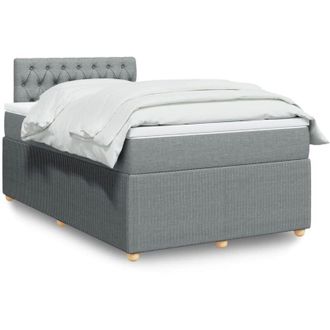 vidaXL Boxspringbett mit Matratze Hellgrau 120x200 cm Stoff Vidaxl