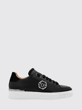 Philipp Plein Low-Top Sneakers aus Leder mit Monogramm-Muster und appliziertem Hexagon-Logo