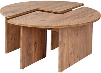 Hanah Home Elegant Coffee Table, &Oslash;90 cm, 41 cm Height | 100% Melamine Coated Particle Board, 18 mm Thick | Atlantic Pine Finish, Perfect for Modern Living Spaces