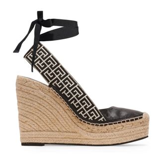 Balmain Femme, Chaussures, Noir, Taille: 38 EU Espadrilles Alex en cuir et jacquard &agrave; monogramme