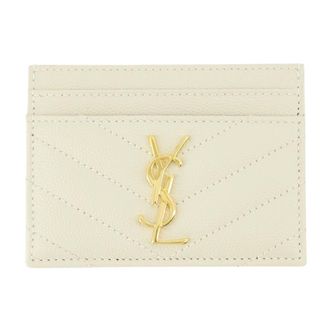Saint Laurent Wei&szlig;e Lederkartenhalter Cassandre - - Accessories - Damen - Wei&szlig; - ONE SIZE