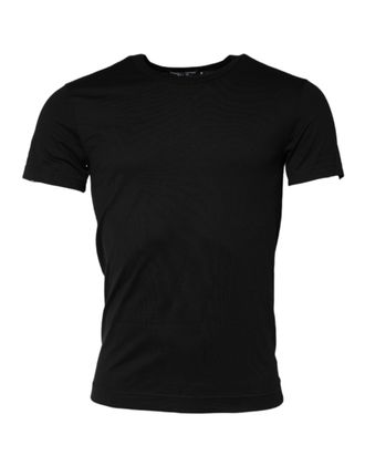 Dolce & Gabbana Mens Black Cotton Crewneck Short Sleeves T-Shirt
