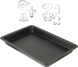 Zenker 9940250 Backblech rechteckig und 7 Weihnachtsausstecher, Backblech und Ausstecher Edelstahl, Gebäckblech für Kekse, Stahl, 42 x 29 cm