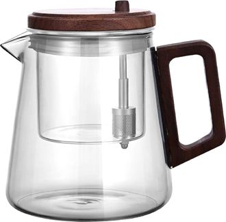 Generic Klarglas-Teekanne, Holzgriff, Glas-Teekanne mit Sieb, ergonomischer Komfort, hitzebest&auml;ndig, Teekessel f&uuml;r Zuhause, Wohnzimmer, Arbeitsplatz, Restaura