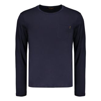 Moorer T-Shirt marineblau mit langen &Auml;rmeln - - Tops - Herren - Blau - M