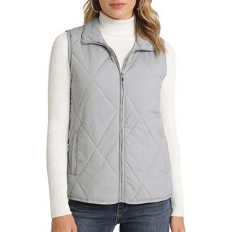 Generic Gilet matelass&eacute; sans manches &agrave; fermeture &eacute;clair pour femme, gris clair, taille M, id&eacute;al pour lhiver. L&eacute;ger, &agrave; col montant et rembourr&eacute;