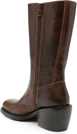 Dries Van Noten Sculptural Heel Leather Boot - Brown