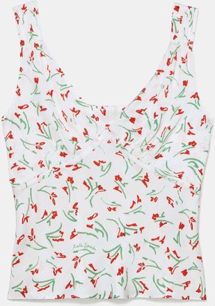 Kate Spade New York Kate Spade Vibrante Buds Slip-Top f&uuml;r Frauen in Cremefarben, Gr&ouml;&szlig;e: 32 | Viscose