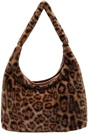 Generic Sac fourre-tout en peluche imprim&eacute; l&eacute;opard, sac bandouli&egrave;re tendance, capacit&eacute; id&eacute;ale pour usage quotidien et f&ecirc;tes