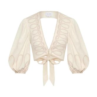 IXIAH Cremefarbene Bind-Bluse Alkali-Stil - - Blouses & Shirts - Damen - Wei&szlig; - M