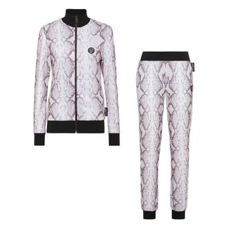 Plein Sport Triacetat Jogging Trainingsanzug: Top/Hose Pitone - - Sport - Damen - Grau - XS