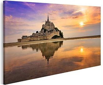 Islandburner Tableau sur toile Belle vue sur le monument historique Le Mont Saintmichel en Normandie Cadre Affiche Poster Murale Tableaux