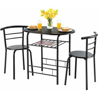 Costway Costway - Ensemble de Table et 2 Chaises pour Salle &agrave; Manger Dimension de la table : 80 x 53 x75cm (l x l x h) Noir