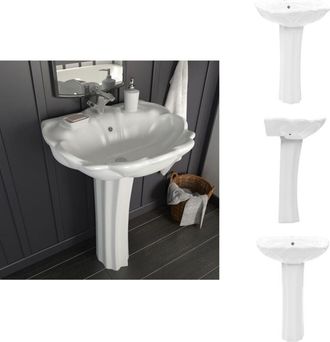 vidaXL Freistehendes Waschbecken mit S&auml;ule Keramik Wei&szlig; 580x510x200 mm - Waschbecken - Keramikwaschbecken - Freistehendes Waschbecken - Badm&ouml;bel