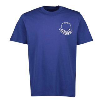 Moncler Homme, Tops, Bleu, Taille: L T-shirt Logo Bleu Fonc&eacute;