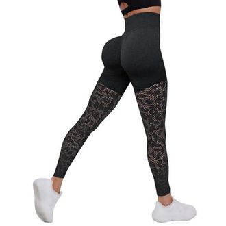 Generic Legging avec taille, structure en maille ouverte, sculpte les hanches et le ventre, s&eacute;chage rapide, id&eacute;al pour le yoga et les sports de plein air Legg