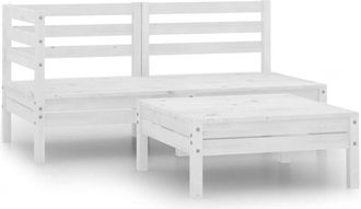 vidaXL Salon de jardin 3 pcs Bois de pin massif Blanc