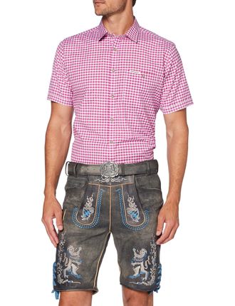 Stockerpoint Herren Austria-Bua Trachtenlederhose, grau antik gespeckt, 60