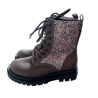 Generic Bottines &agrave; paillettes &eacute;l&eacute;gantes pour femme - Bout rond - R&eacute;tro - Talon bas &eacute;pais - Antid&eacute;rapantes - Coupe large - &Agrave; lacets - Pour f&ecirc;te en plein air, m