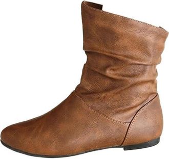 Generic Bottines molles en cuir pour femme - Bottines souples &agrave; talon bas - Coupe confortable - Pour la marche en plein air - Confortables - Imperm&eacute;ables - Po