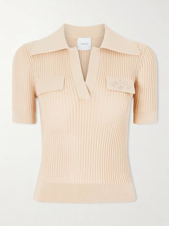 Patou Haut Fa&ccedil;on Polo En Coton C&ocirc;tel&eacute; &Agrave; Broderie - Neutres