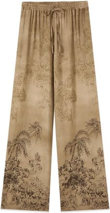Oltre Femme, Pantalons, Brun, Taille: 44 FR Pantalon Palazzo en Viscose Imprim&eacute;e