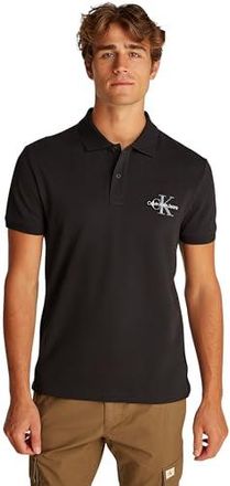 Calvin Klein Polo Manches Courtes Homme Monologo Regular Fit, Noir (CK Black), 3XL
