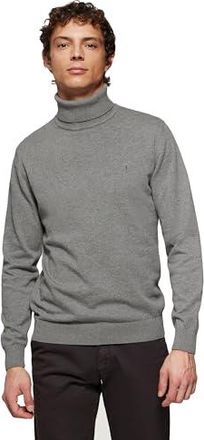 Polo Club Pull Basique à col Montant Gris chiné à Logo brodé Homme