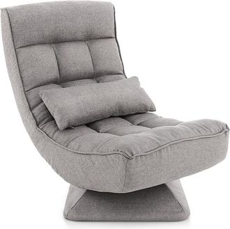 Costway Costway - Chaise de Sol Pliable R&eacute;glable &agrave; 5 Positions, Fauteuil Rembourr&eacute; Pivotante, avec Oreiller Lombaire, Fauteuil de Salon pour M&eacute;diter, Lire