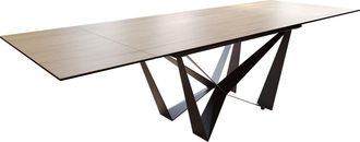 DELIFE Esszimmertisch Edge Keramik Laminam Sabbia Eichefarbig 200-300x100 Spider Flachstahl Schwarz ausziehbar