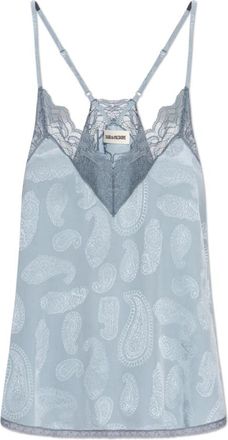 Zadig&Voltaire Femme, Tops, Bleu, Taille: 42 FR Christy Silk Off-Shoulder Top