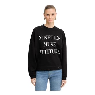 Elisabetta Franchi Baumwoll-Sweatshirt mit Print - - Sweatshirts & Hoodies - Damen - Schwarzk - M