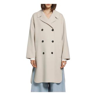 Max Mara Femme, Manteaux, Beige, Taille: 34 FR Manteau mi-long en laine &agrave; double boutonnage
