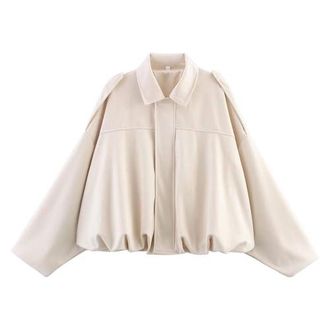 Generic Blouson bomber en faux daim pour femme - Style d&eacute;contract&eacute; - Manches longues - Tendance - Streetwear, beige, S