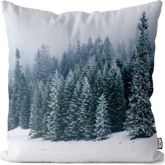 Void Watches Tannenwald Winter Schnee Kissenbezug Kissenhülle Sofakissen Kissen Deko Weihnachten Winter Weihnachtsdeko, Kissen Größe:60 x 60 cm