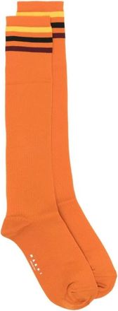 Marni unisex, Sous-v&ecirc;tements, Orange, Taille: ONE Size Chaussettes Hautes Ray&eacute;es