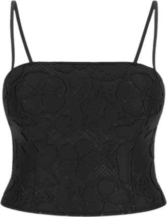 Guess Femme, Tops, Noir, Taille: 38 FR Top en pizzo