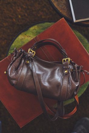 Gerard Darel Mini sac &agrave; main en cuir effet froiss&eacute; - 12H - Marron