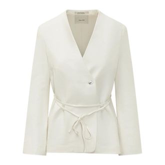 Calvin Klein Femme, Vestes, Blanc, Taille: 36 FR Blazer Textur&eacute; Brillant