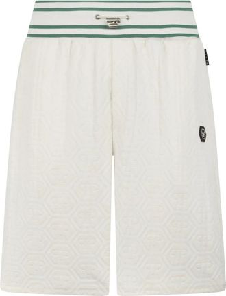 Philipp Plein Homme, Shorts, Blanc, Taille: XL Tracksuit Shorts Jacquard Monogram