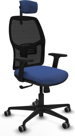 Piqueras y Crespo Alfera Schreibtischstuhl mit 2D-Armlehnen, h&ouml;henverstellbare Lendenwirbelst&uuml;tze und h&ouml;henverstellbares Kopfteil, Schwarz / Marineblau