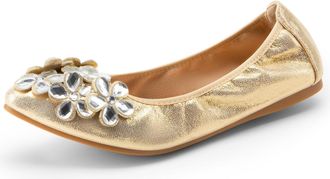 Dream Pairs Damen-Schuhe, l&auml;ssig, spitzer Zehenbereich, Ballett-Komfort, weiche Slip-on-Flachschuhe,Size 41,Gold,SDFA2426W