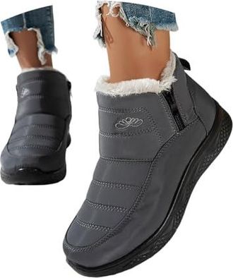 Generic Bottes de neige imperm&eacute;ables pour femme - Coupe large - Doublure en fausse fourrure - Fermeture &eacute;clair lat&eacute;rale - Chaussures dhiver confortables et an