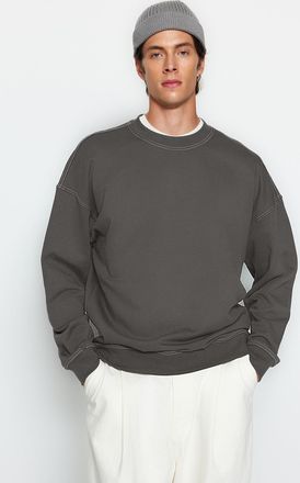 Trendyol MAN Herren Grau Einfarbig Lang Oversize Sweatshirts
