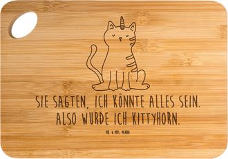 Mr. & Mrs. Panda Bambus - Schneidebrett Einhorn Katze - Geschenk, Schneidbrett, Einhorn Deko, Holzschneidebrett, Einh&ouml;rner, Erwachsenwerden