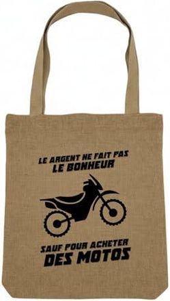Fabulous Sac Shopping Tote Bag Aspect Lin - Moto Cross - Largent ne Fait Pas le Bonheur Sport Sac de Courses Toile Epaisse 360g Beige Naturel Cabas Port&eacute; Epaul