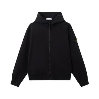 Stone Island Homme, Sweatshirts et sweats &agrave; capuche, Noir, Taille: M Pull Zipp&eacute; Molleton Coton